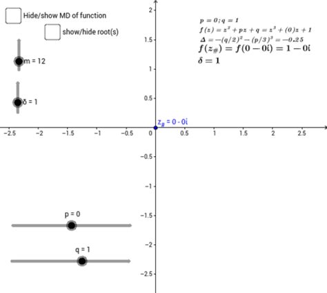 complex variable function mapping diagrams and solving real cubic equations geogebra