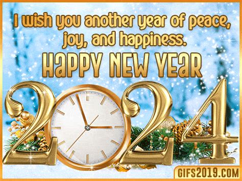A Happy New Year Card With A Clock And Pine Cones