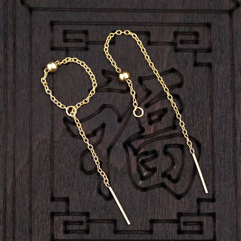 纯银耳线空托S925银耳饰坠耳钉耳环耳线托DIY配件O字链定位珠耳线 虎窝淘