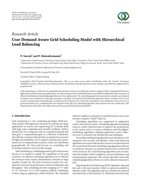 pdf user demand aware grid scheduling model with hierarchical load balancing