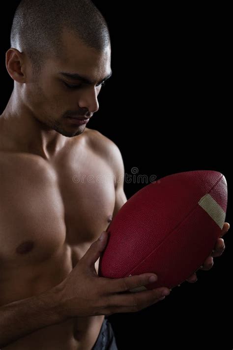Muscular American Football Player Stock Photo Image Of Portrait