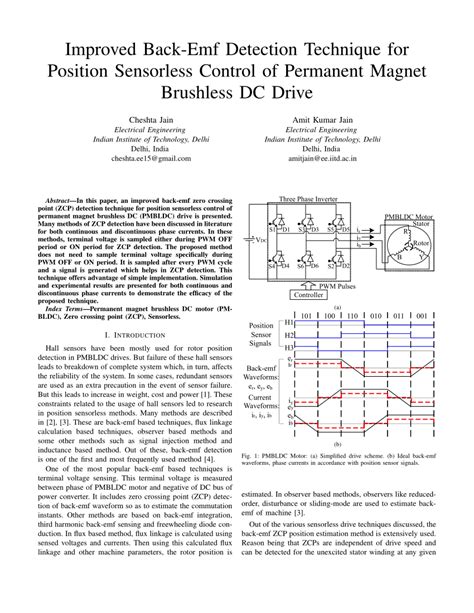 pdf improved back emf detection technique for position sensorless control of permanent magnet