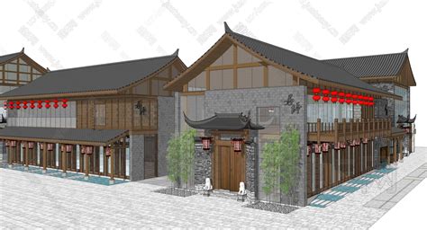 中式商业街仿古建筑 模型SU模型下载 ID 114901772 建e网su模型