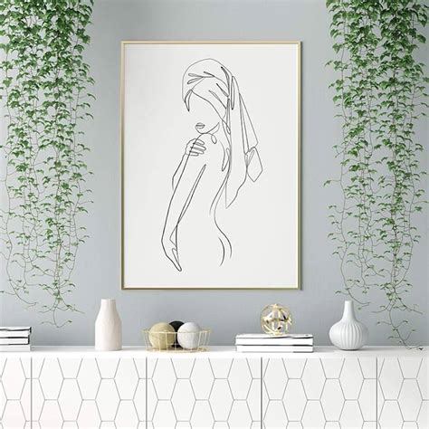 NFGGRF Nude Woman One Line Art Poster Female Body Line Drawing Prints