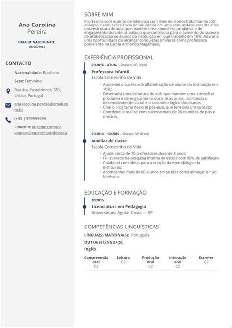 Europass CV currículo modelo europass online download