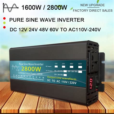 Czysta Fala Sinusoidalna Inwerter DC 12v 24v Do AC 220V 1000W 1600W