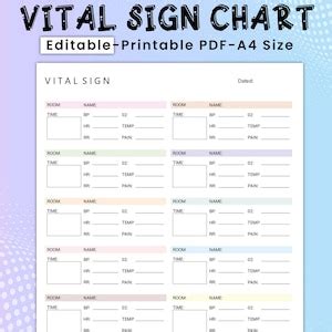 Editable And Printable Vital Sign Chart Vital Sign Log Vital Etsy UK