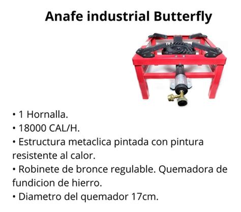 Anafe Industrial 1 Hornalla A Gas 18000 Cal H Quemador Foco Cuotas