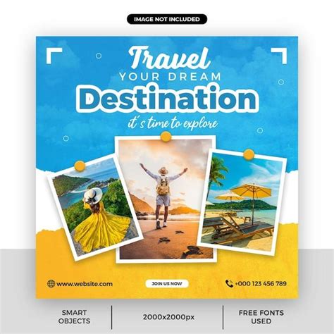 Premium PSD Travel Holiday Vacations Instagram Post Or Tourism Social