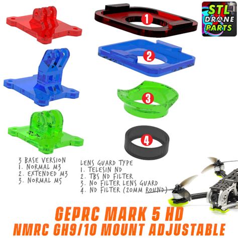 STL File GEPRC Mark 5 Mark 5 HD Frame NamelessRC Naked Gopro Hero 9