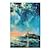 Mintura main étoiles paysage peintures à l huile sur toile mur art