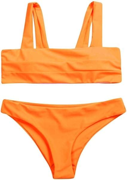 Bikini Women Bikini Wide Straps Padded Bandeau Bikini Set Fashion
