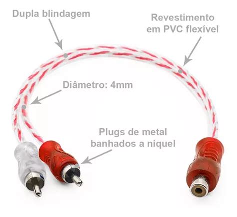 Cabo Y Rca Fio Som Automotivo Cobre Dupla Blindagem Machos Mercadolivre