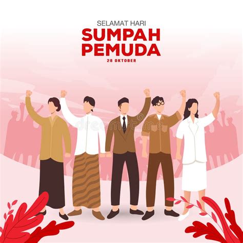 Vector Illustration Selamat Hari Sumpah Pemuda Translation Happy