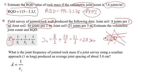 how to estimate rqd using joint count joint spacing and joint frequency problems and