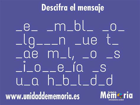 Unidad De Memoria Entrenamiento Cerebral Descifra El Mensaje 23 2 2015