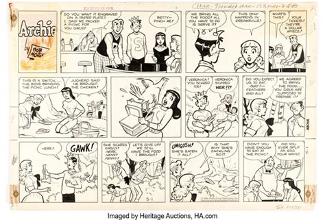 Bob Montana Archie Sunday Comic Strip Original Art Dated 5 1 60 Archie
