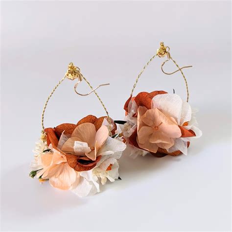 Boucles doreilles de mariée artisanales en fleurs séchées fleurs