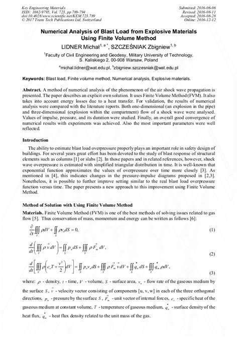 numerical analysis of blast load from explosive materials using finite volume method