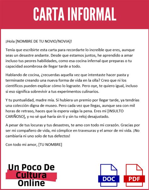 Carta Informal Ejemplos Y Modelos Gratis Para Descargar