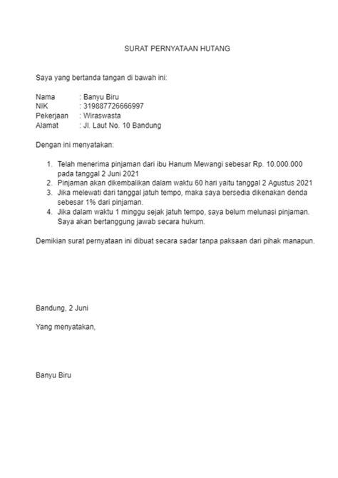 Surat Pernyataan Pelunasan Hutang Bermaterai Homecare24
