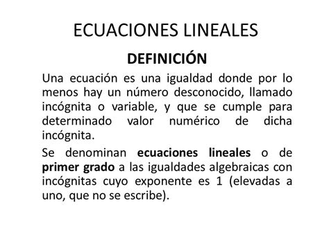 Definición de Ecuación lineal Qué es Significado y Concepto
