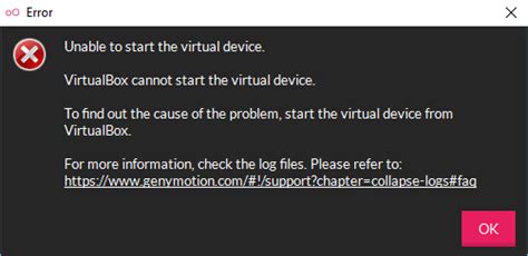 Android Studio Virtual Box Fails When Trying To Run Geny Motion On