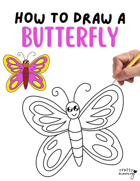 How To Draw A Butterfly Easy Step By Step Easy Butterfly Drawing