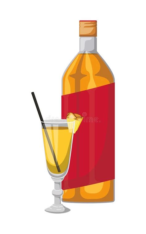 Bebida Del C ctel De La Taza Con La Botella Ilustración del Vector
