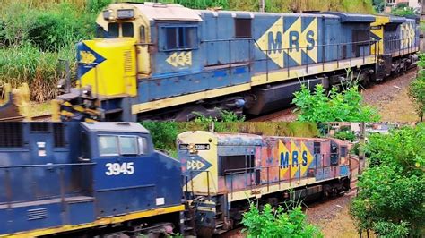 Trem de carga geral Três Locomotivas da MRS Logística YouTube