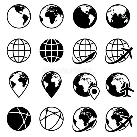 Mapa Del Mundo Negro Del Globo Del Vector Ilustración del Vector