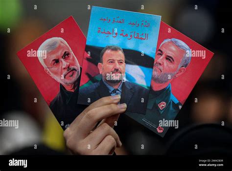 Beirut Libanon Januar Ein Pro Iranischer Hisbollah Unterst Tzer