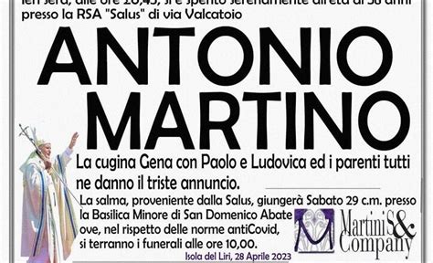 Isola Del Liri Si è Spento A Soli 58 Anni Antonio Martino Liritv it