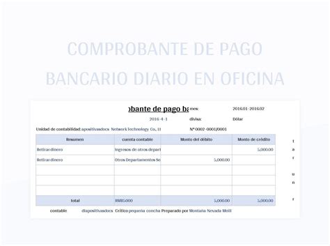 Plantilla De Formato Excel Comprobante De Pago Bancario Diario En