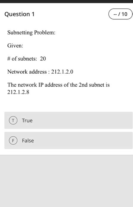 solved question 1 10 subnetting problem given of