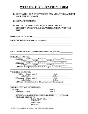 Fillable Online WITNESS OBSERVATION FORM Fax Email Print PdfFiller