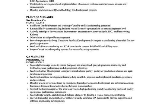 Qa Manager Resume Sample Qa Manager Resume Samples Velvet Jobs