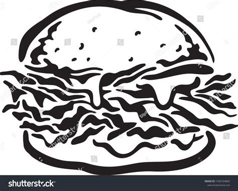 Barbecue Pulled Pork Sandwich Icon Stock Vector Royalty Free