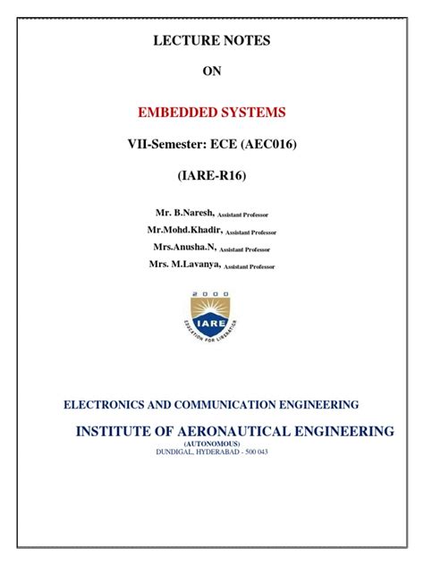 embedded systems lecture notes pdf embedded system microprocessor