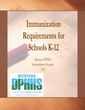 Fillable Online Dphhs Mt Immunization Requirements For Schools K 12