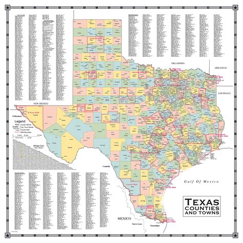 Texas Map With Counties And Cities