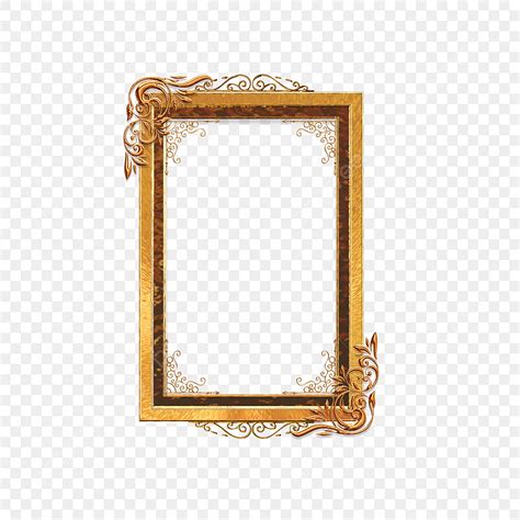 Golden Rectangle Border PNG Transparent Golden Vector Decorative
