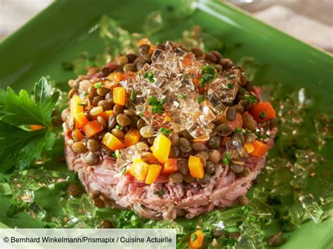 Petit salé aux lentilles vinaigrette en gelée recette sur Cuisine