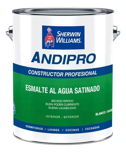 Esmalte Al Agua Satinado Andipro Sherwin Williams Blanco 1gl MercadoLibre