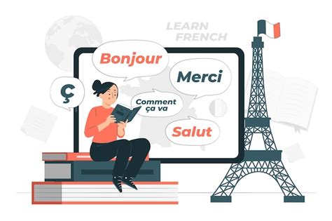 Free Vector Learning French Concept Illustration