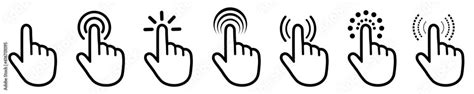 Set Of Flat Cursor Icons Click Or Press Cursor Set Arrow Pointer