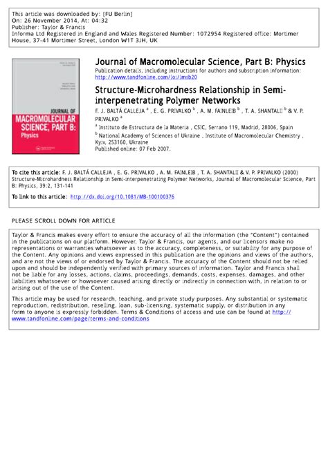 PDF Structure Microhardness Relationship In Semi Interpenetrating
