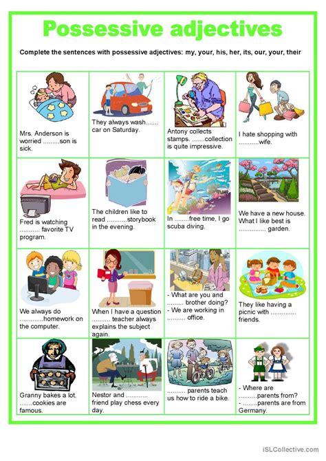 Possessive Adjectives General Gramma English ESL Worksheets Pdf Doc