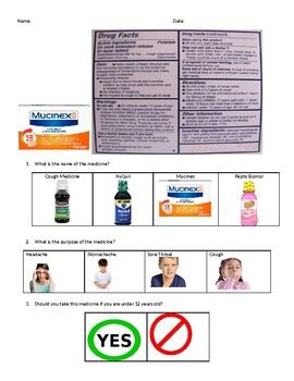 Functional Reading Skills Medicine Labels By Meredith Camilli TpT