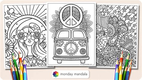 20 Hippie Coloring Pages Free PDF Printables
